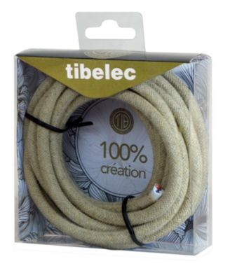 Câble d’alimentation électrique rond en tissu lin Tibelec 3m