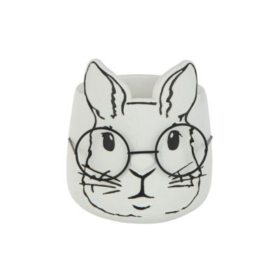 Cache-pot lapin en céramique blanche 12x12x13.5 cm | Castorama