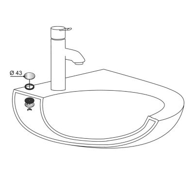 Cache-trou lavabo inox chromé Ø43 - Wirquin