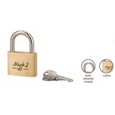 Cadenas MACH 2 45mm anse demi-haute acier 2 clés - THIRARD - 00063451 | Castorama