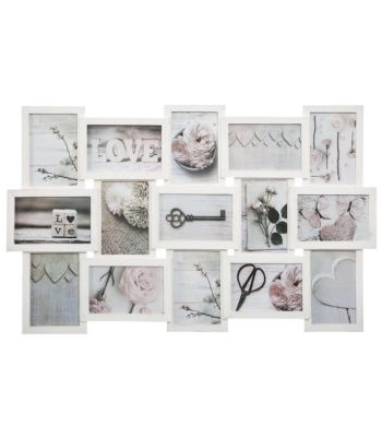 Cadre Pêle-mêle Multivues 15 Photos en bois patiné 72.4 x 44.8 cm | Castorama