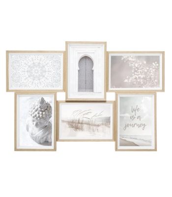 Cadre Pêle-mêle Multivues 6 Photos en bois et verre 45 x 31 cm | Castorama