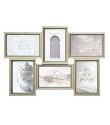 Cadre Pêle-mêle Multivues 6 Photos en bois et verre 45 x 31 cm | Castorama
