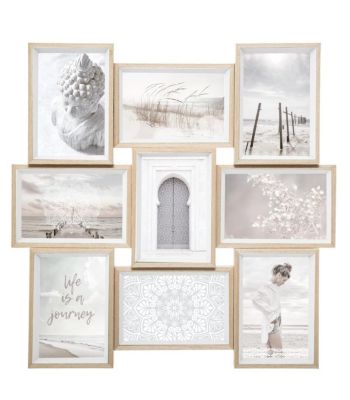 Cadre Pêle-mêle Multivues 9 Photos en bois et verre 45 x 45 cm | Castorama