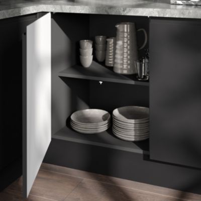 Caisson bas d'angle de cuisine Caraway GoodHome anthracite H. 72 cm x l ...