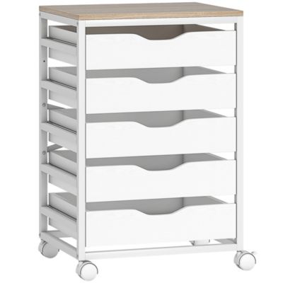 Caisson mobile de bureau 5 tiroirs dim. 50 x 40 x 74,5 cm blanc effet ...