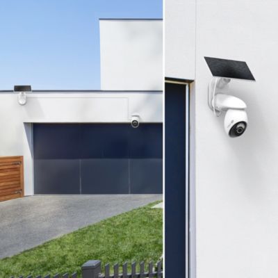 Caméra de vidéosurveillance extérieure panoramique 4K avec panneau ...