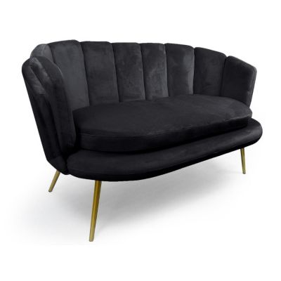 Canapé 2 Places en Velours "Dabren" 138cm Noir | Castorama