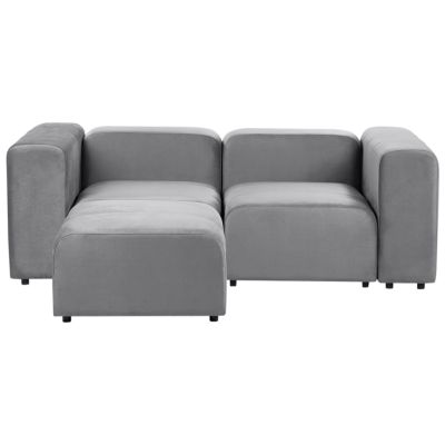 Canapé 2 places modulable avec ottoman en velours gris FALSTERBO | Castorama