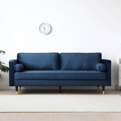 Canapé 3 places en velours bleu - NALHA | Castorama