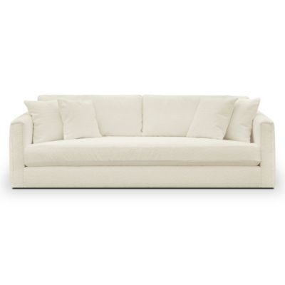 Canapé 4 places avec 4 coussins déco en tissu bouclette écru - Denver | Castorama