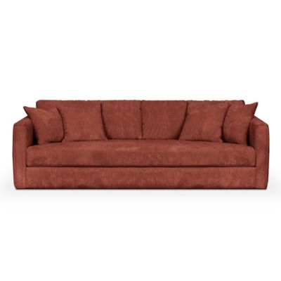 Canapé 4 places en velours côtelé rouille + 4 coussins - Denver | Castorama