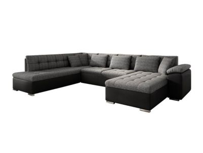 Canapé d'angle Comfivo 128, Gris, Fonction de couchage, 348x205x76cm