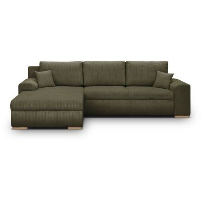 Canapé d'angle convertible AUCUNE INDIAN 5 places velours côtelé kaki ...