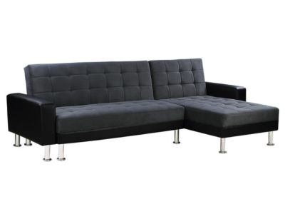 Canapé d'angle convertible et réversible "Theo" 4 places Noir Gris | Castorama