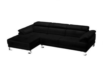 Canapé d'angle gauche en cuir premium noir EXCELSIORA | Castorama
