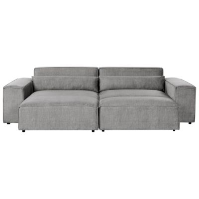 Canapé d'angle modulable 3 places HELLNAR Tissu Gris avec ottoman Côté ...