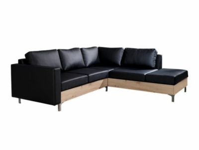 Canapé d'angle Providence 140, Noir, Fonction de couchage | Castorama