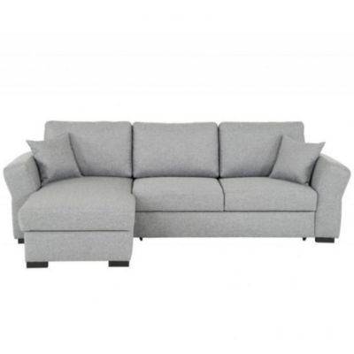 Canapé d'angle réversible convertible avec coffre JESEA tissu gris ...