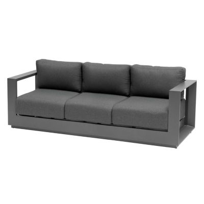 Canapé de jardin en aluminium 3 places Gris foncé, L. 219 x l. 65 x H ...