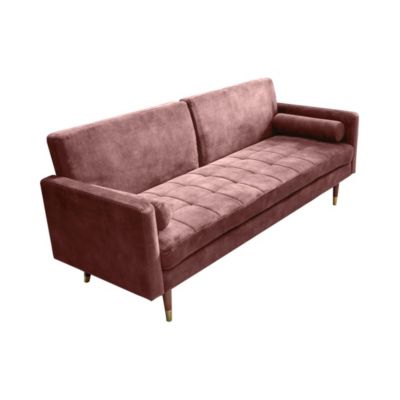 Canapé droit ATELIA rose convertible Canapé-lit design en velours avec ...