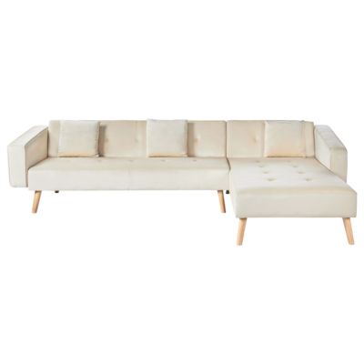 Canapé-lit d'angle 4 places VADSO Velours Beige clair Côté gauche
