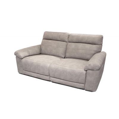 Canapé relaxation 2.5 places motorisé en tissu suédine beige - CLARA ...