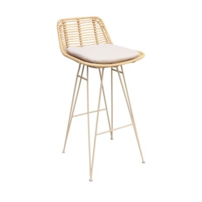 Capurgana - Lot de 2 chaises de bar design en rotin pieds beige H67cm ...