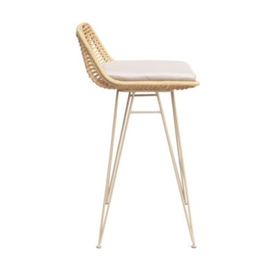Capurgana - Lot de 2 chaises de bar design en rotin pieds beige H67cm ...