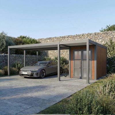 Carport Aluminium 760 x 645 cm NEWARK - 43 m² - Hauteur : 255 - 2 ...