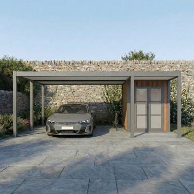 Carport Aluminium 760 x 645 cm NEWARK - 43 m² - Hauteur : 255 - 2 ...