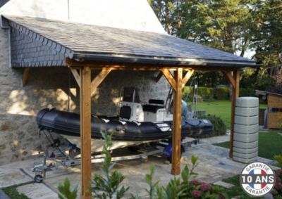 Carport monopente adossé 300cmx500cm bois DOUGLAS Français label PEFC ...