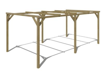 Carport pergola simple autoporté en bois traité - 1 voiture - 15 m² ...