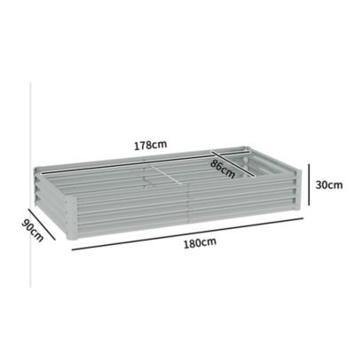 Carré potager rectangulaire 180 x 90 x 30 cm acier galvanisé ondulé