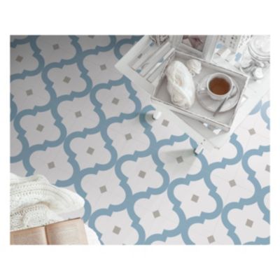 Carrelage effet carreau de ciment BARCELONA GRECO 25x25cm 25x25cm Bleu ...