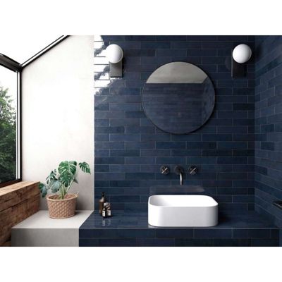 Carrelage mur effet zellige bleu brillant 6x24,6 cm TRIBECA BLUE NOTE