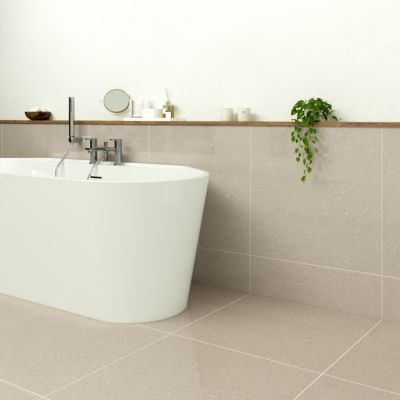 Carrelage sol et mur effet marbre beige brillant L.60 x l.60 cm x ép ...