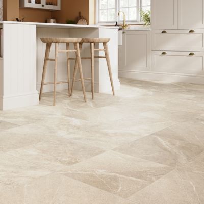 Carrelage sol et mur intérieur beige effet pierre L.45 x l.45 cm x ép.9 ...