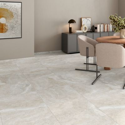 Carrelage sol intérieur effet pierre gris mat L.60 x l.60 cm x ép.9,5 ...