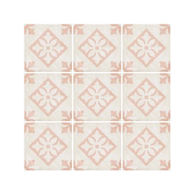 Carrelage sol / mur effet ciment motif rose 20x20 cm ART NOUVEAU PADUA PINK