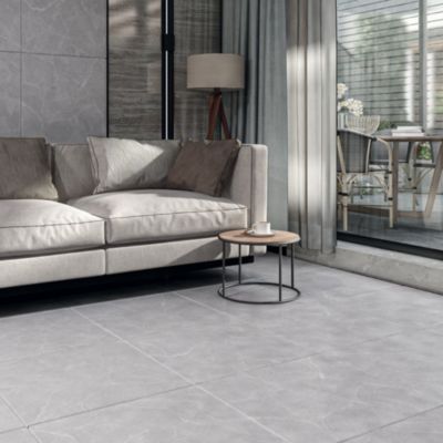 Carrelage sol/mur effet marbre gris brillant Valery Clair Gris l.60 x L ...