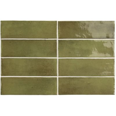 Carrelage sol / mur effet zellige bejmat marocain 5X15 cm vert brillant ...