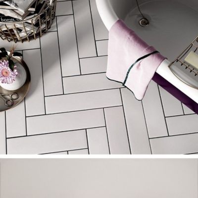 Carrelage sol / mur pose baton rompu chevron uni blanc mate 9,2x36,8 cm ...