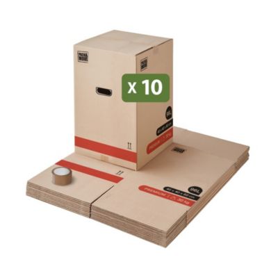 Cartons déménagement premium 96L (40 x 40 x 60 cm) et adhésifs offerts