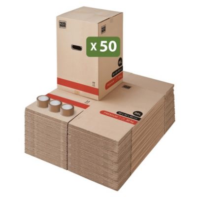 Cartons déménagement premium 96L (40 x 40 x 60 cm) et adhésifs offerts