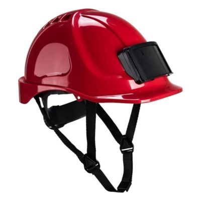 Casque de chantier Endurance rouge avec porte-badge PB55RER Portwest