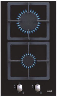 CATA Domino gaz SCI 3002 BK Verre noir 2 feux