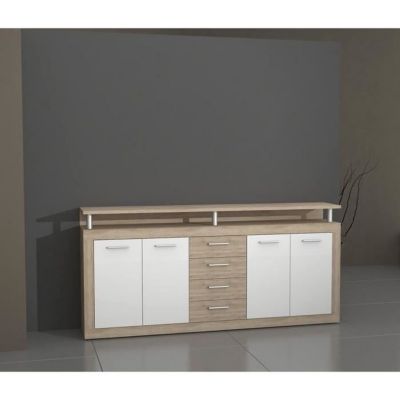CAVA Buffet bas contemporain decor chene et blanc - L 197 cm