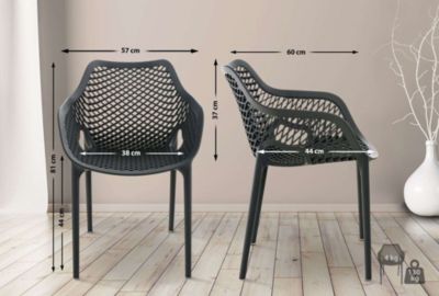 Chaise clp en polypropylene empilable non pliable exterieur H. 81 cm gris