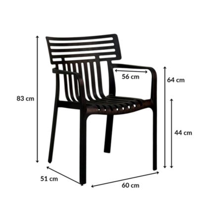 Chaise de jardin Sitwell design, résistante aux intempéries, Noir
